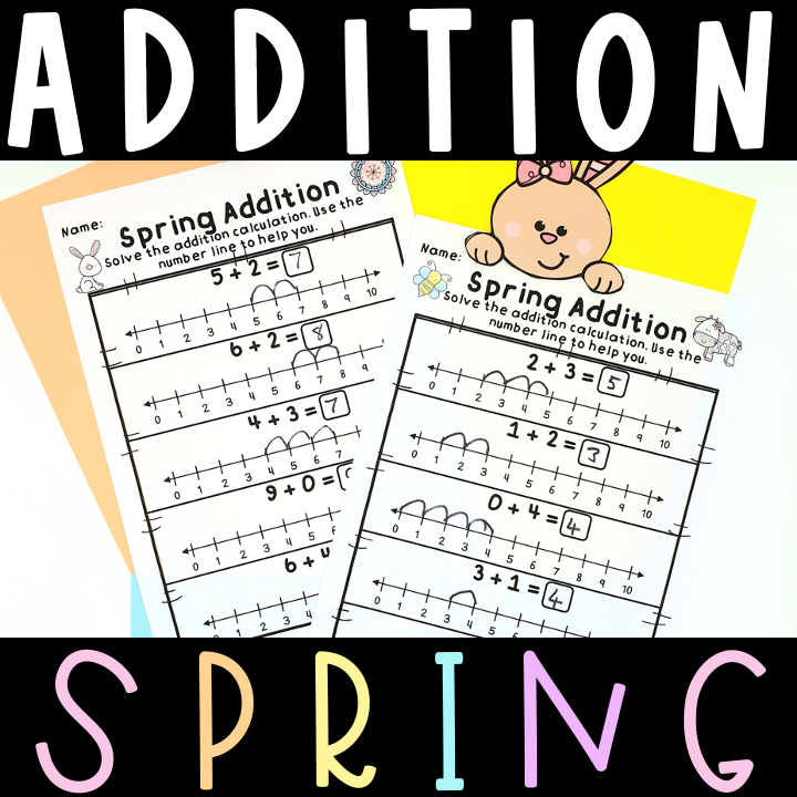 Spring Addition with a Number Line Worksheets Kindergarten 1st Grade ...