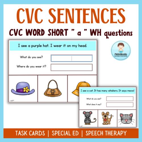 CVC Sentences short 'a' simple sentence comprehension Task cards | Made ...