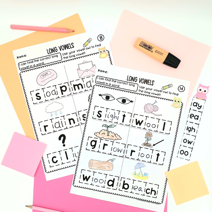 Long Vowels Worksheets Find the Missing Sound Phonics Kindergarten 1st ...