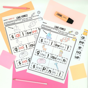 Long Vowels Worksheets Find the Missing Sound Phonics Kindergarten 1st ...