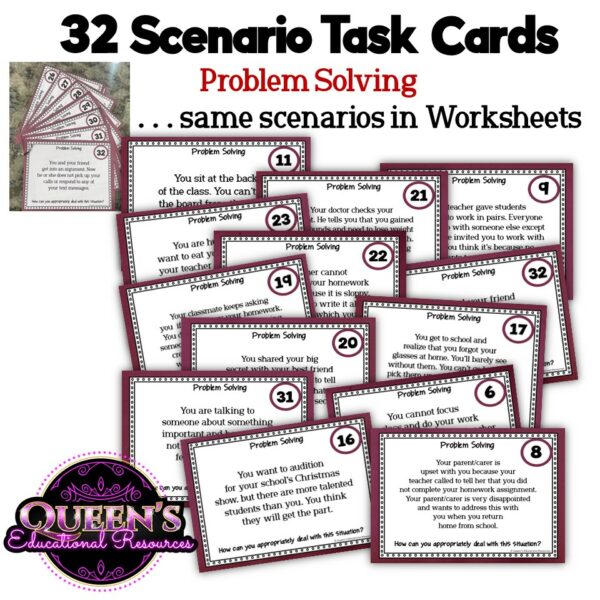 Problem Solving Scenario Task Cards and Worksheets | Made By Teachers