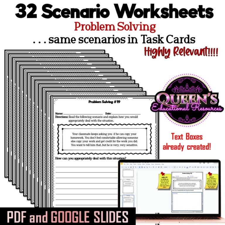 Problem Solving Scenario Task Cards and Worksheets | Made By Teachers