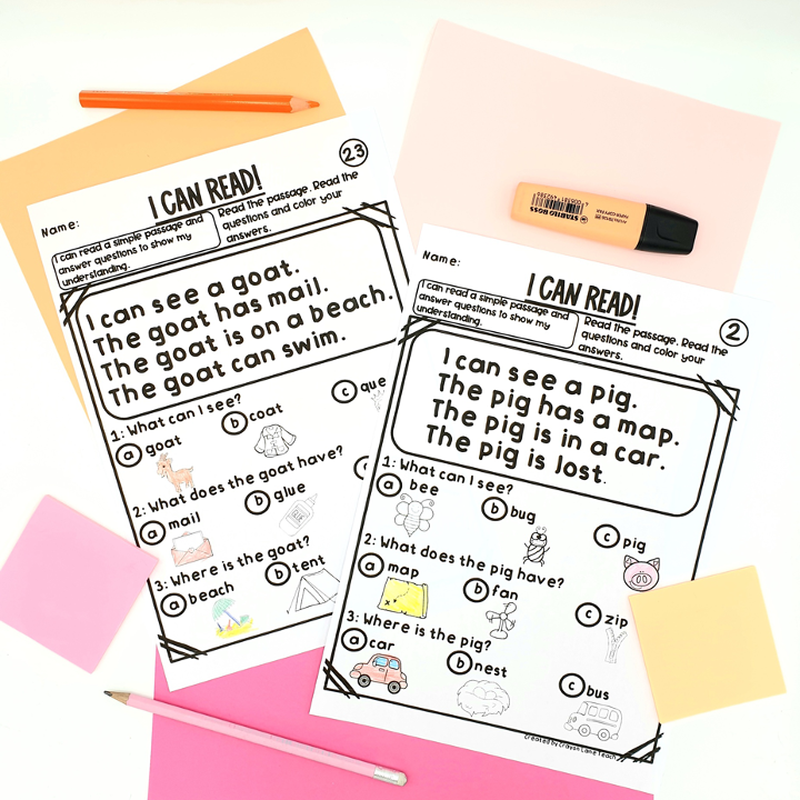 Reading Comprehension Passages Worksheets Guided Reading Kindergarten ...