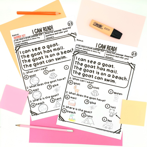 Reading Comprehension Passages Worksheets Guided Reading Kindergarten ...