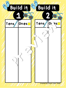 Summer Place Value Tens and Ones Build It Mats Kindergarten 1st Grade ...