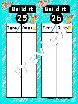 Summer Place Value Tens and Ones Build It Mats Kindergarten 1st Grade ...