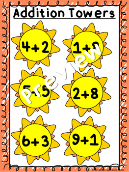 Summer Addition Numbers 0-20 Activity Pre-K Kindergarten 1st Grade ...