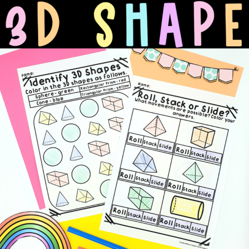 3D Shapes Worksheets Shape Properties Kindergarten 1st Grade 2nd Grade ...