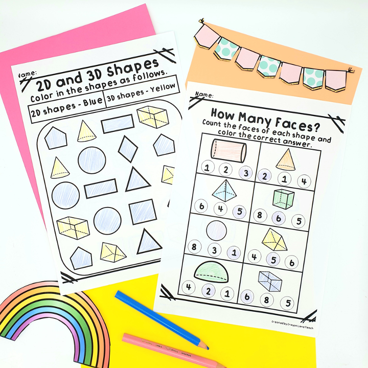 3D Shapes Worksheets Shape Properties Kindergarten 1st Grade 2nd Grade ...