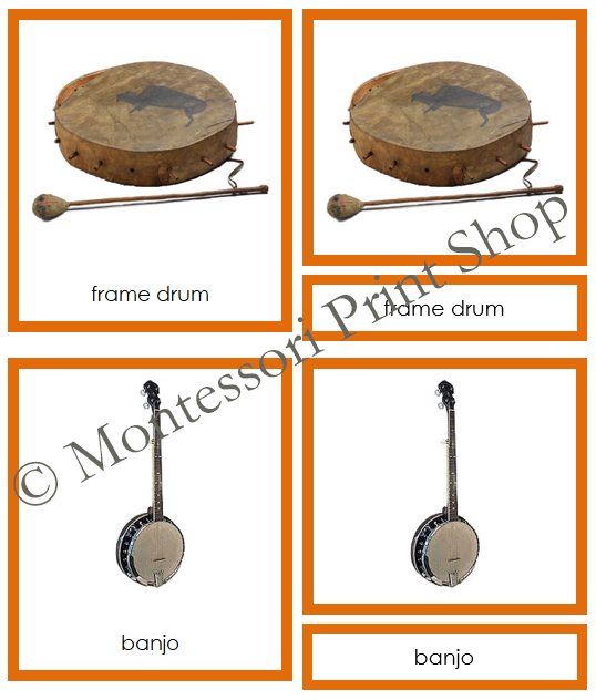 Musical Instruments of North America 3-Part Cards (color borders ...