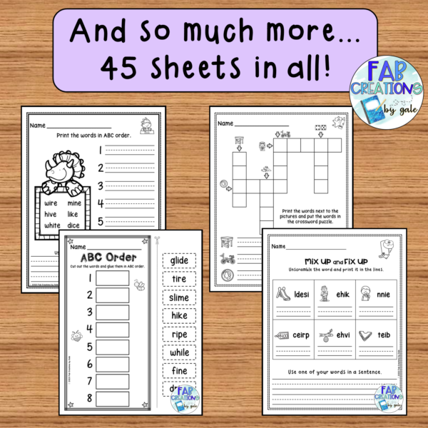 Long I CVCe Word Family Word Work | Made By Teachers