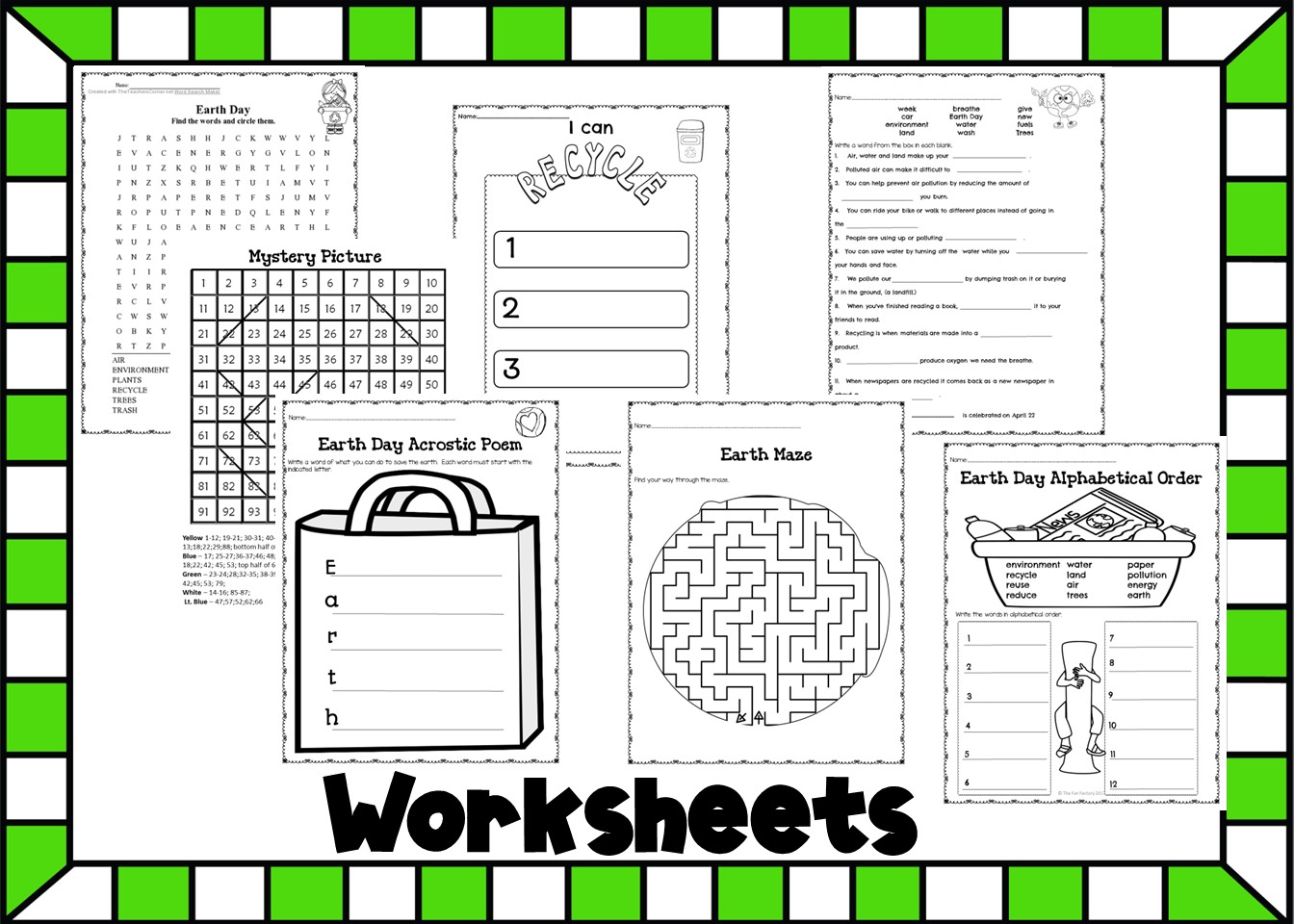Earth Day Center Activities and Worksheets for 2nd Grade and 3rd Grade ...