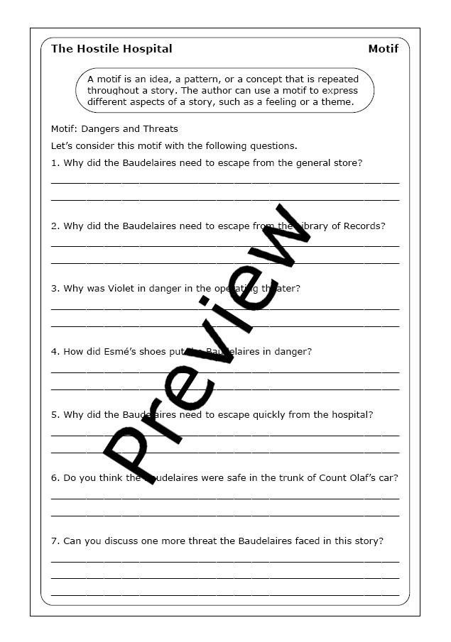 Lemony Snicket "The Hostile Hospital" worksheets | Made By Teachers