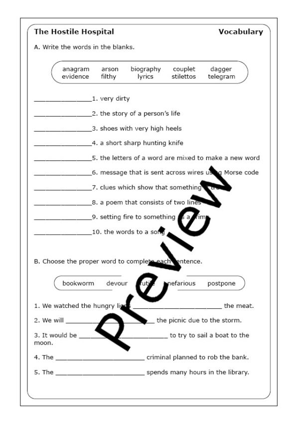 Lemony Snicket "The Hostile Hospital" worksheets | Made By Teachers