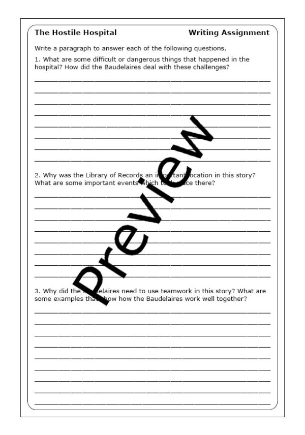 Lemony Snicket "The Hostile Hospital" worksheets | Made By Teachers