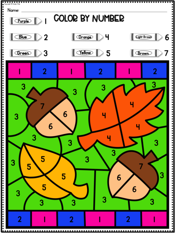 Color by Number Fall Coloring Pages | Numbers 1-10 Recognition ...