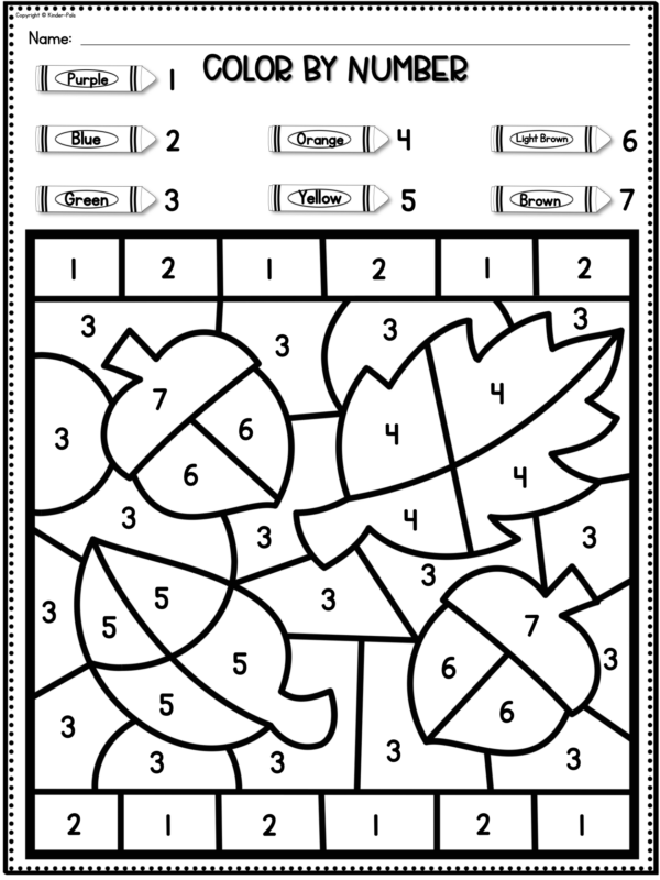 Color by Number Fall Coloring Pages | Numbers 1-10 Recognition ...