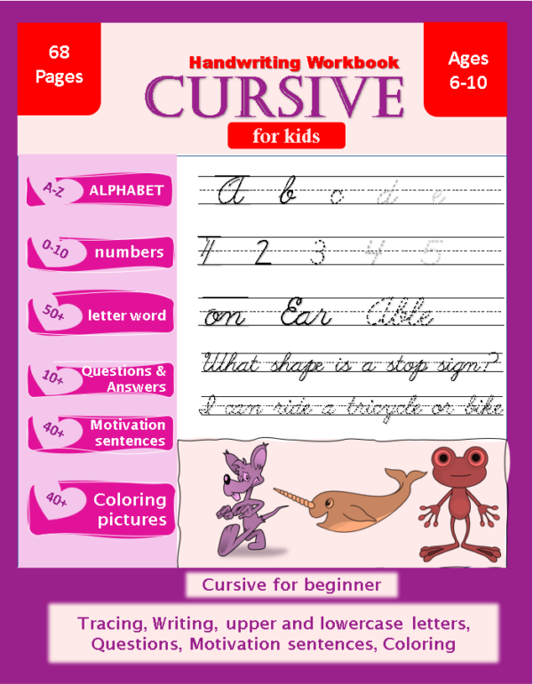 Cursive handwriting workbook for kids: Cursive for beginners. letter ...