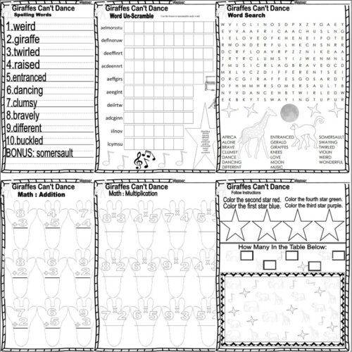 Giraffes Can’t Dance Book Companion Reading Comprehension Worksheets ...
