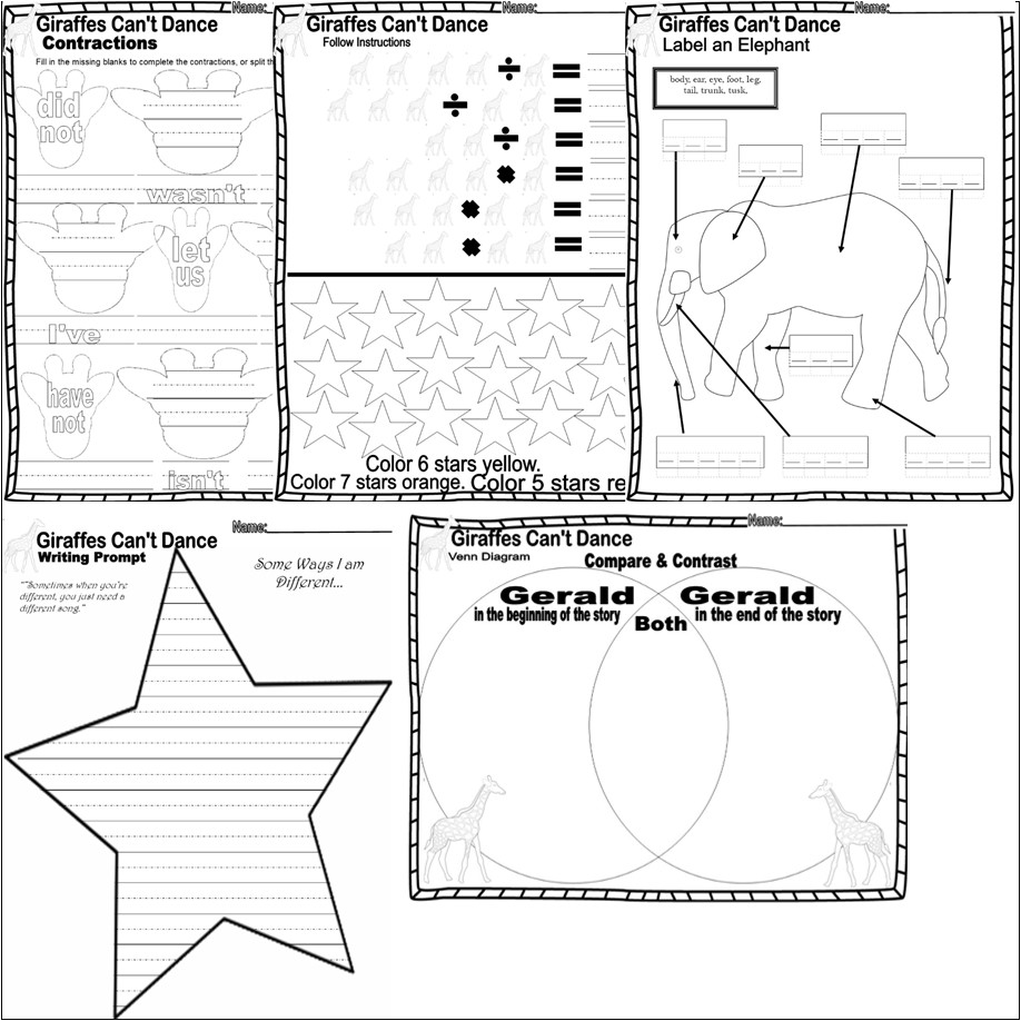 Giraffes Can’t Dance Book Companion Reading Comprehension Worksheets ...