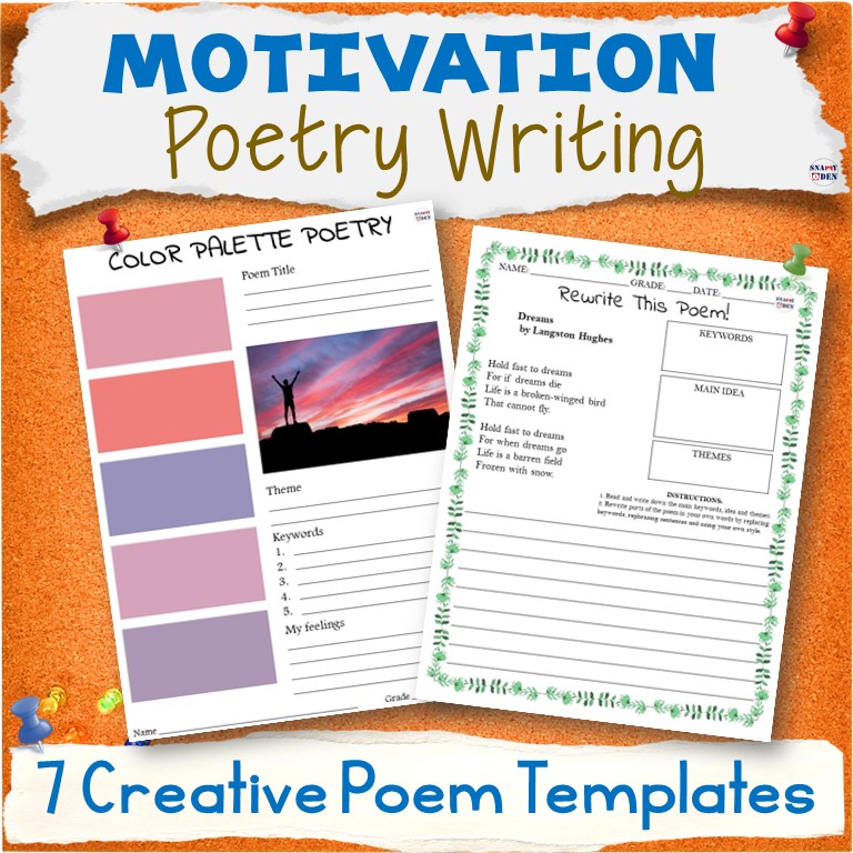 Motivation Poetry Writing Activities - Poem Templates - Print and ...