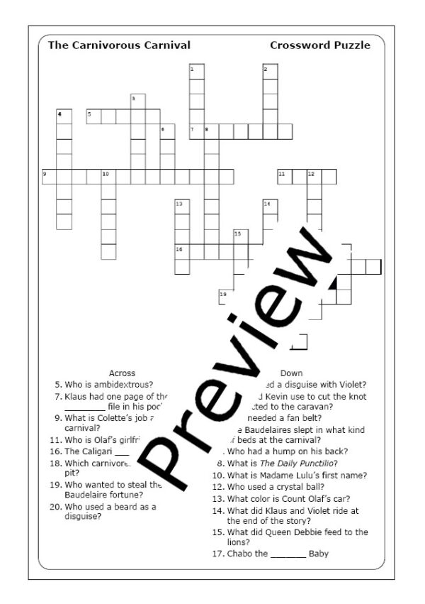 Lemony Snicket "The Carnivorous Carnival" worksheets | Made By Teachers