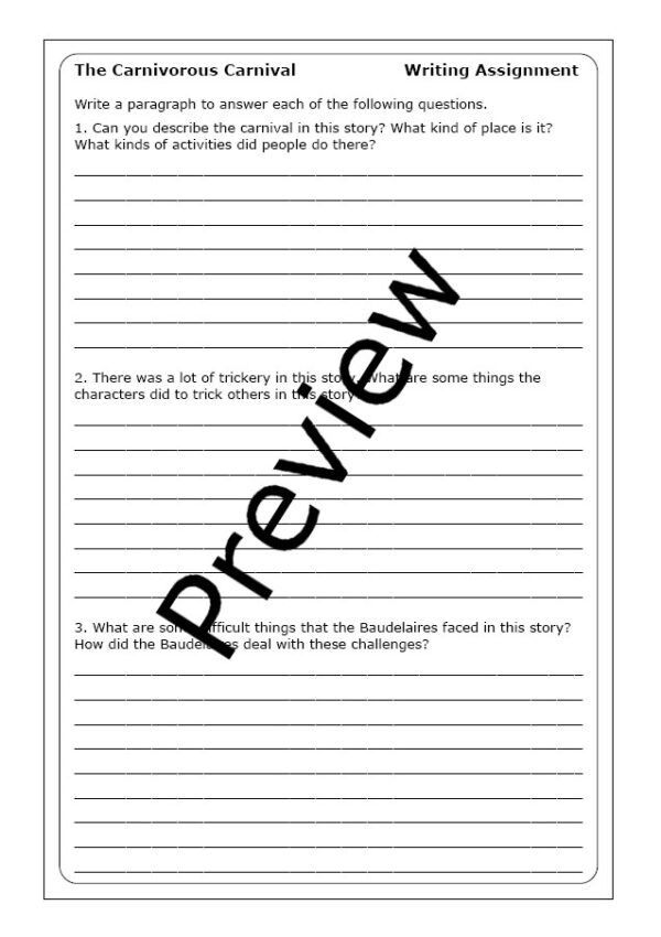 Lemony Snicket "The Carnivorous Carnival" worksheets | Made By Teachers