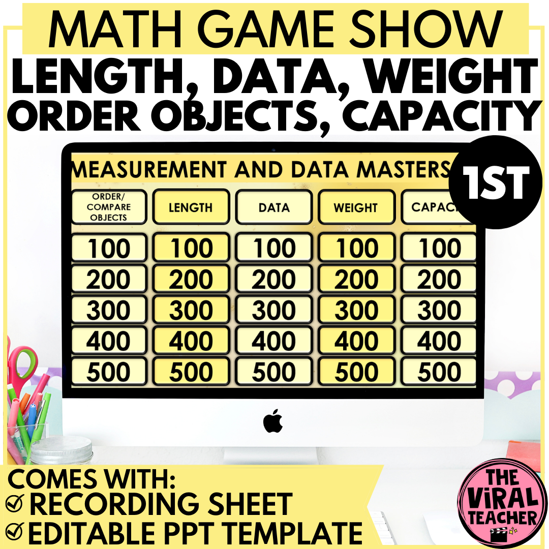 Measurement and Data Activities 1st Grade Math Review PowerPoint™ Game ...