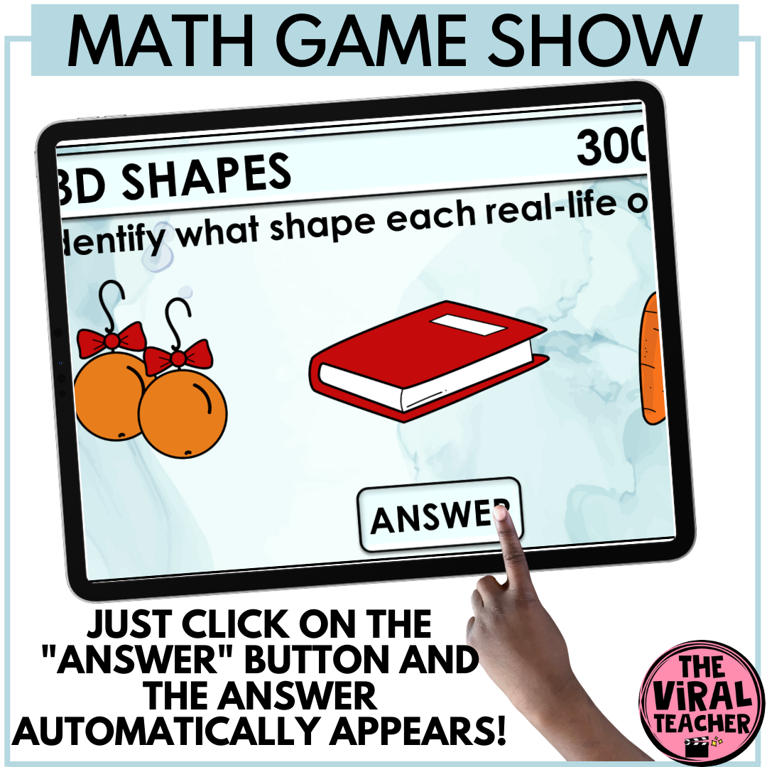2D and 3D Shapes Activities 1st Grade Math Review PowerPoint™ Game Show ...