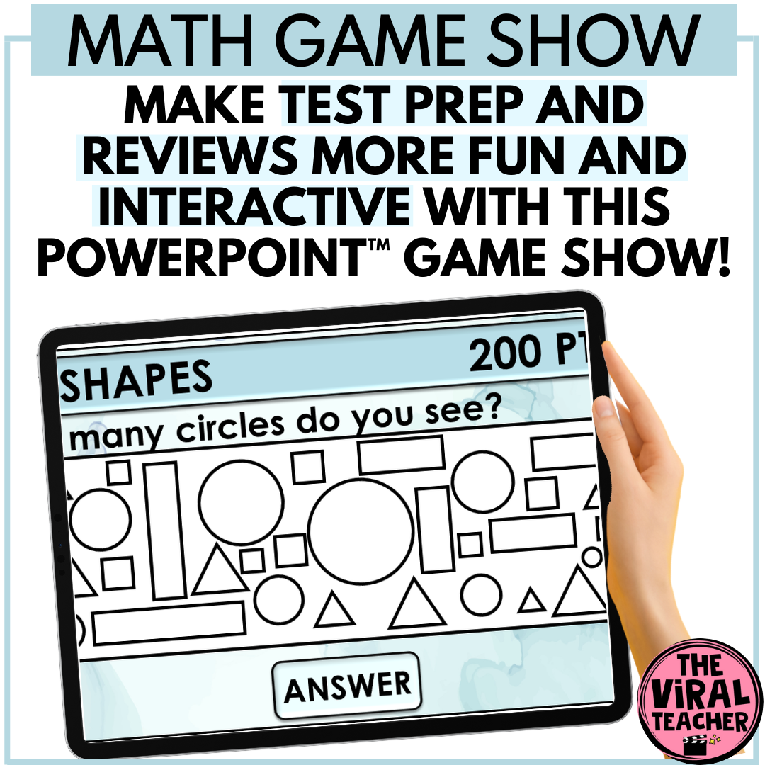 2D and 3D Shapes Activities 1st Grade Math Review PowerPoint™ Game Show ...