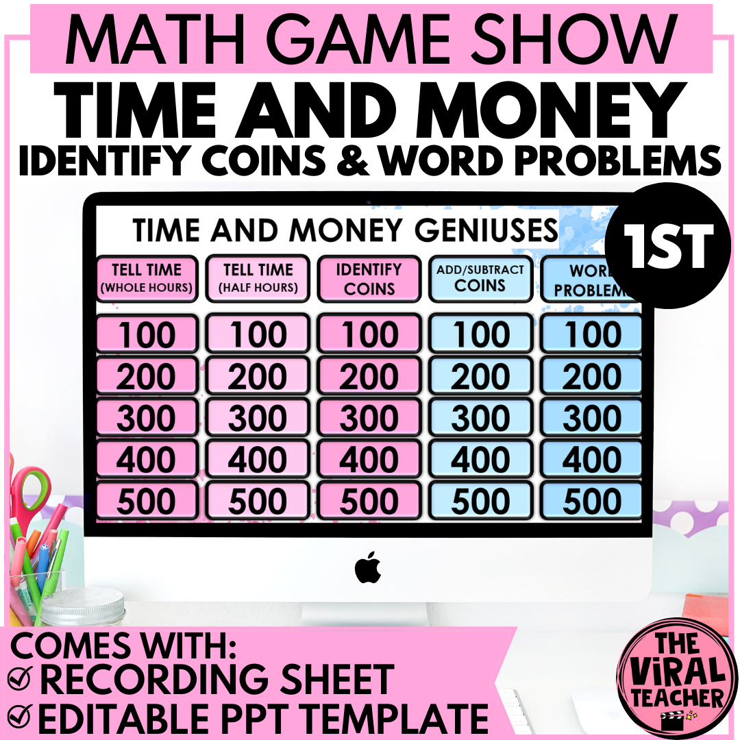Time and Money Review 1st Grade Math Review PowerPoint™ Game Show ...