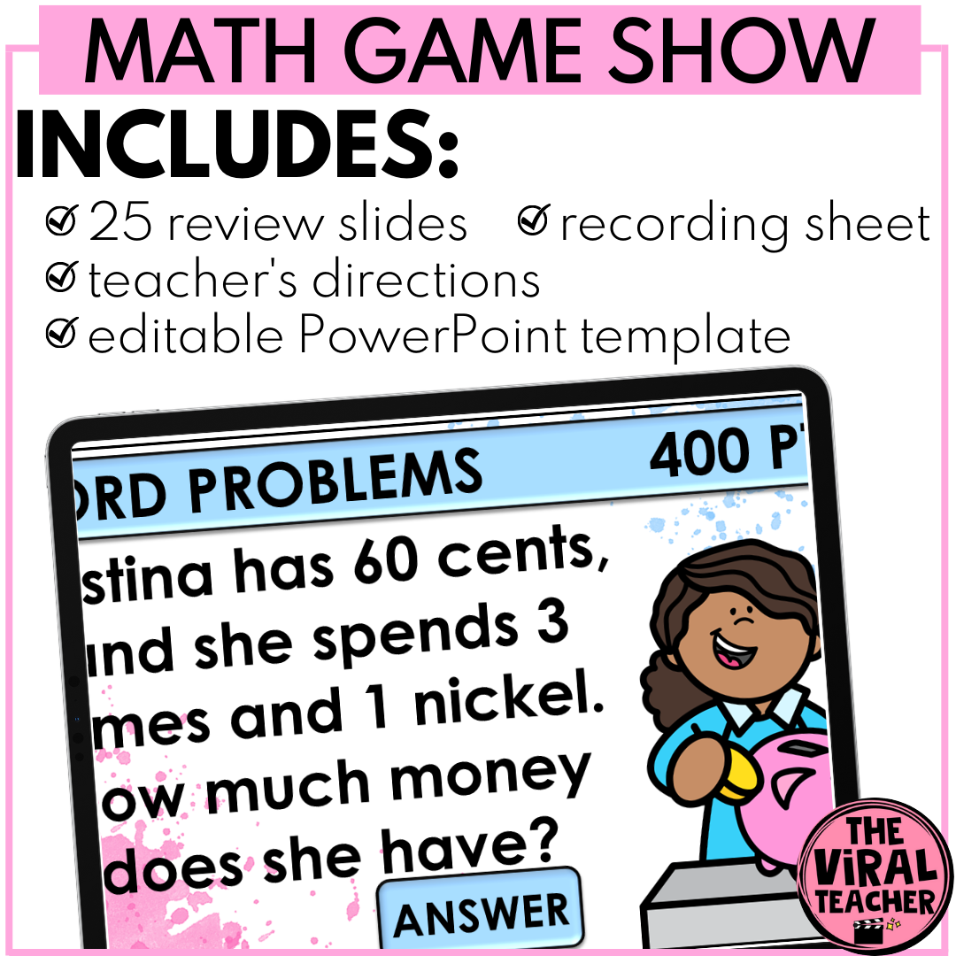 Time and Money Review 1st Grade Math Review PowerPoint™ Game Show ...
