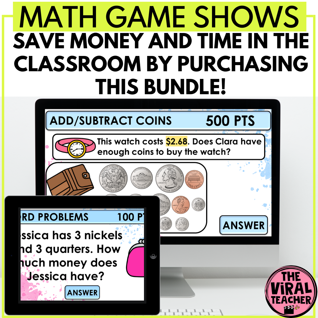 1st Grade Math Activities Math Review PowerPoint™ Game Shows Bundle ...