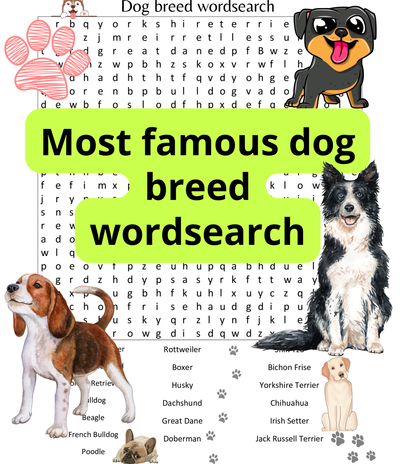 Uncover New Dog Breeds with Our Exciting Word Search Worksheet! | Made ...
