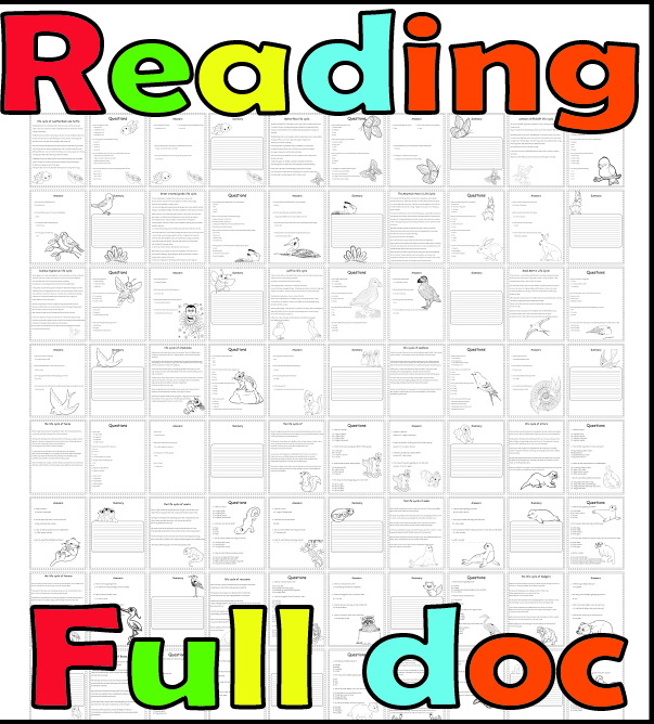 Life Cycle Of Animals Reading Comprehension Passages Biology Reading ...