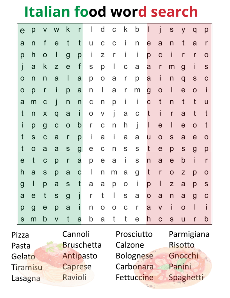 Buon Appetito! Italian Food Word Search for Foodies | Made By Teachers