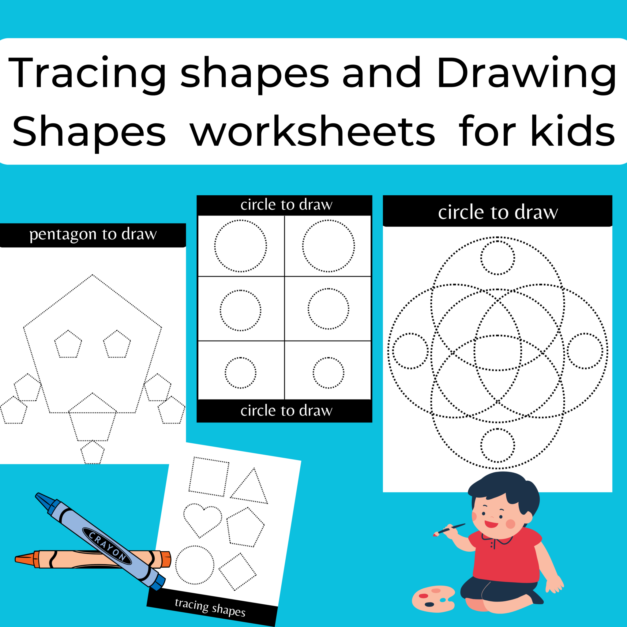 Tracing shapes and coloring pages shapes worksheets for kids | Made By ...