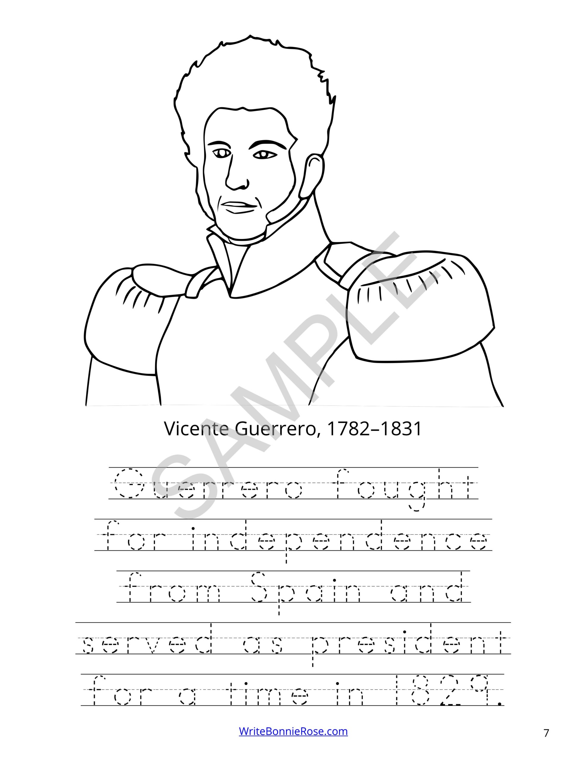 Leaders of Mexican History Coloring Book-Level B | Made By Teachers