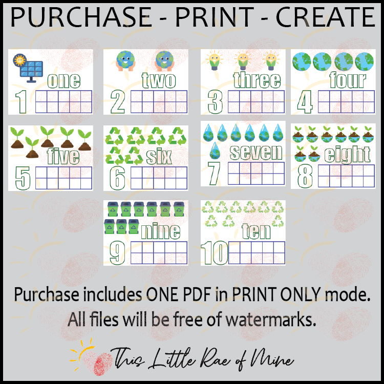 Earth Day - 10 frame - play dough - counting mat - printable - math ...