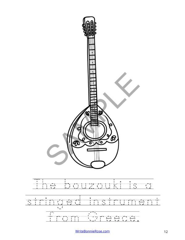 Musical Instruments From Around the World Coloring Book - Level B ...