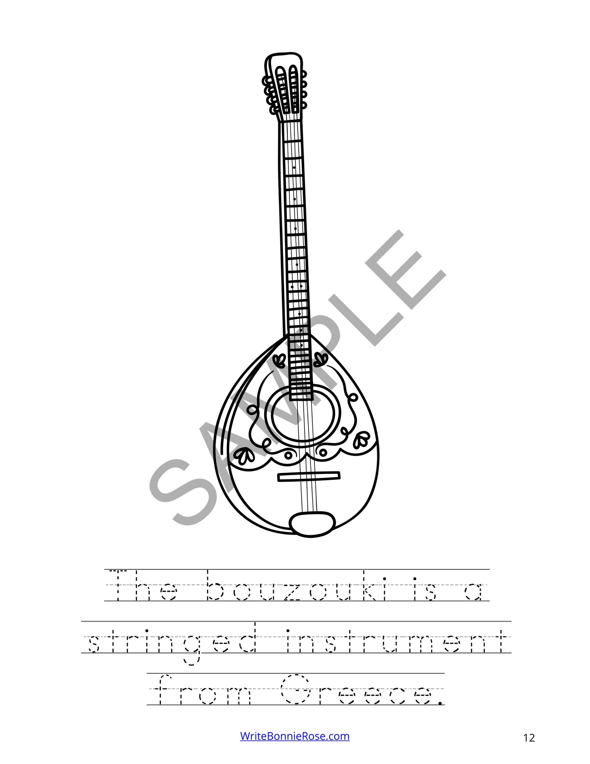 Musical Instruments From Around the World Coloring Book - Level B ...