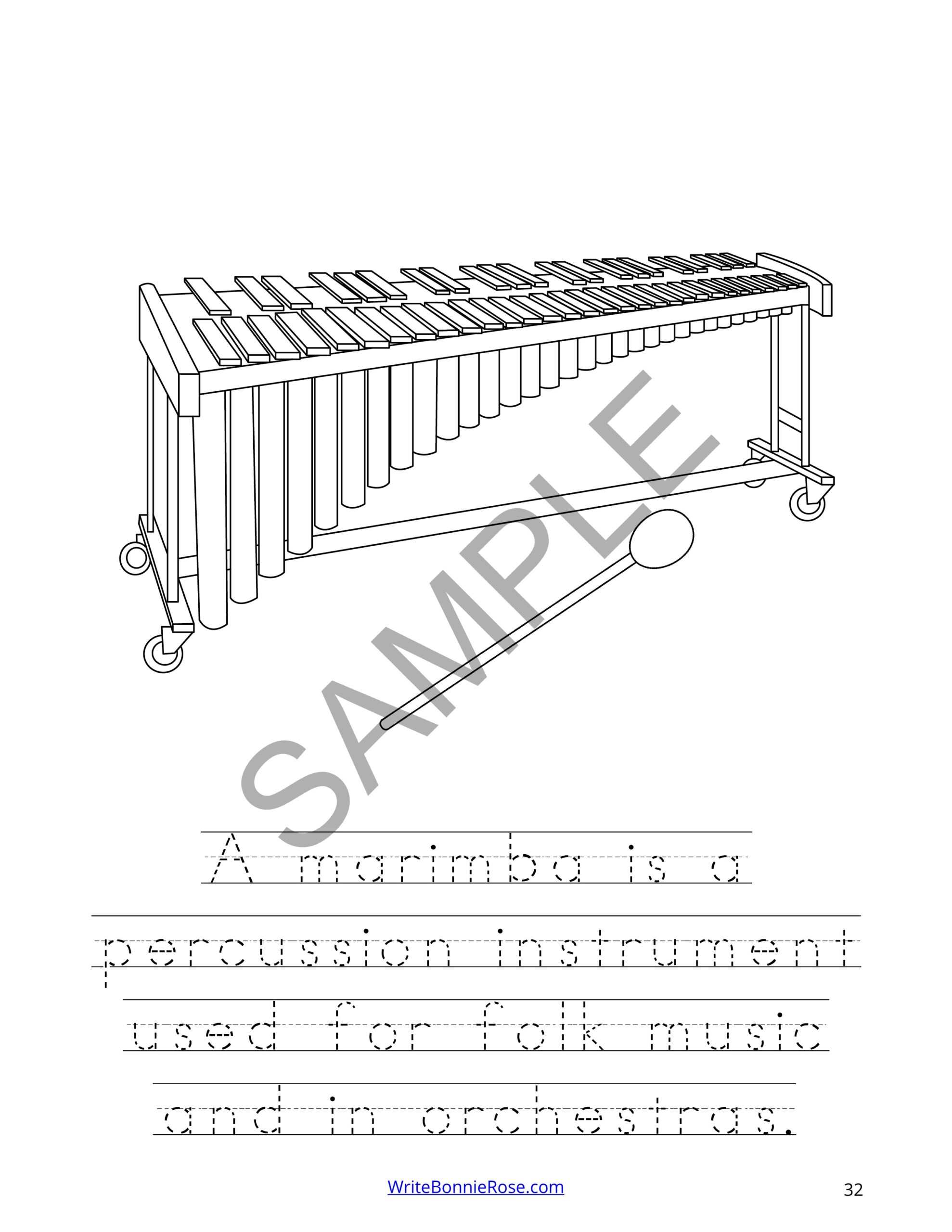 Musical Instruments From Around the World Coloring Book - Level B ...