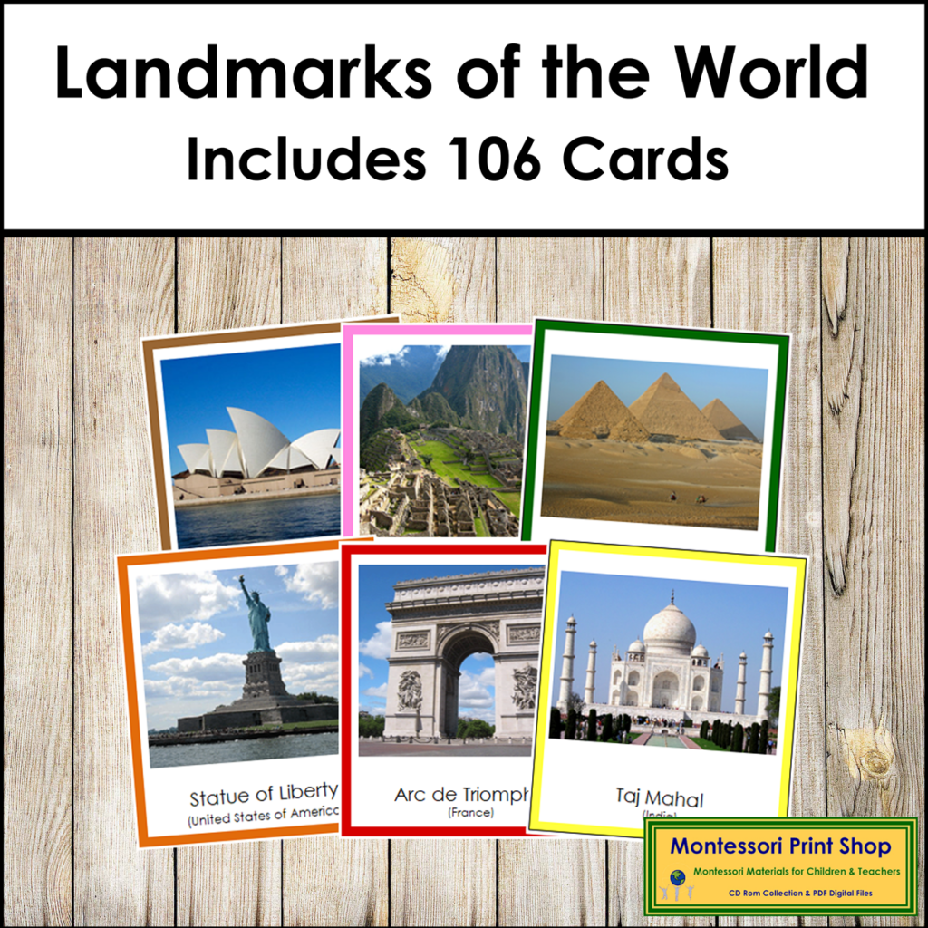 Landmarks of the World Bundle (color borders) - Montessori Geography ...
