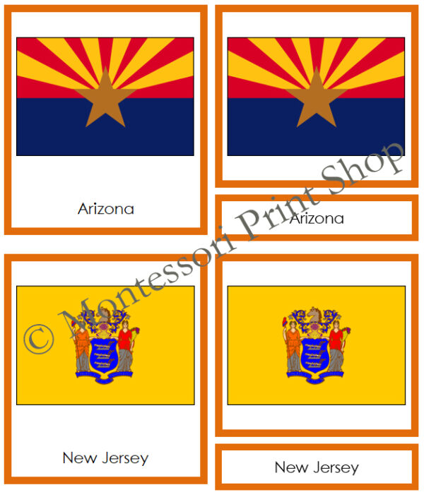 Flags of the United States of America 3-Part Cards (color borders ...