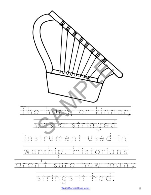 Musical Instruments of the Bible Coloring Book - Level B | Made By Teachers