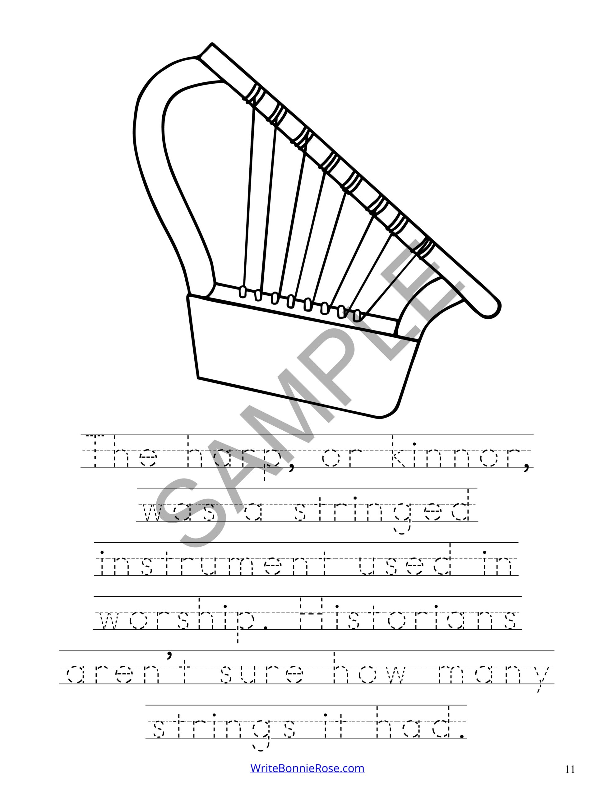 Musical Instruments of the Bible Coloring Book - Level B | Made By Teachers