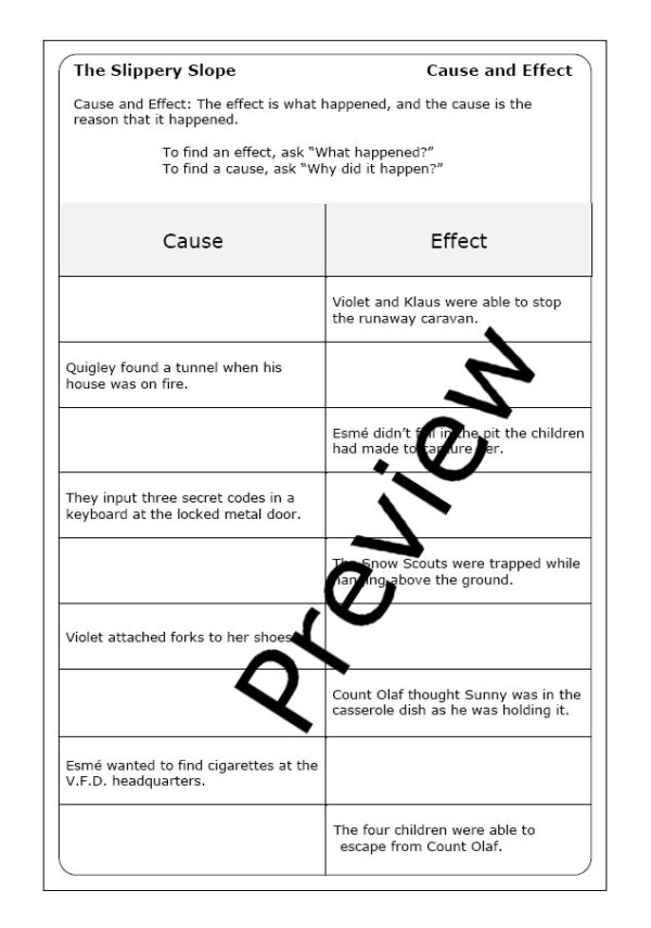 Lemony Snicket "The Slippery Slope" worksheets | Made By Teachers