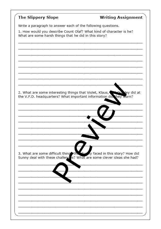 Lemony Snicket "The Slippery Slope" worksheets | Made By Teachers