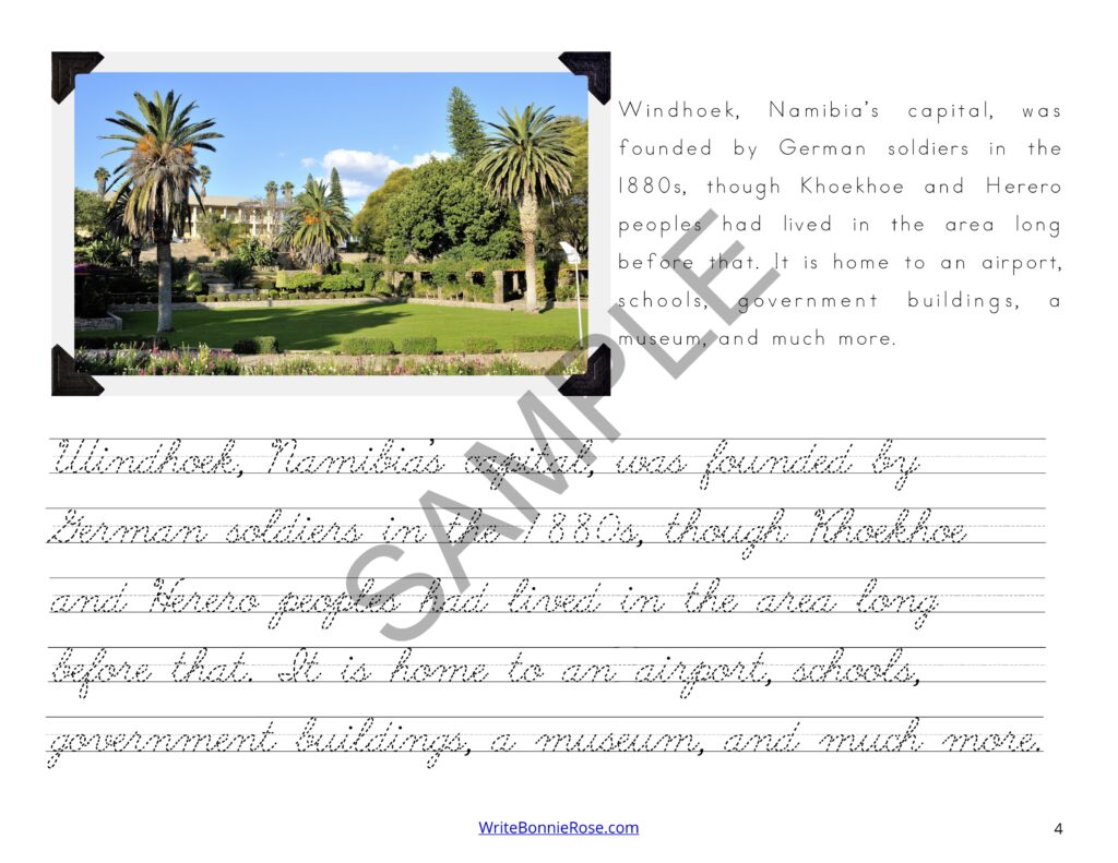 My Book About Namibia with Cursive Copywork | Made By Teachers