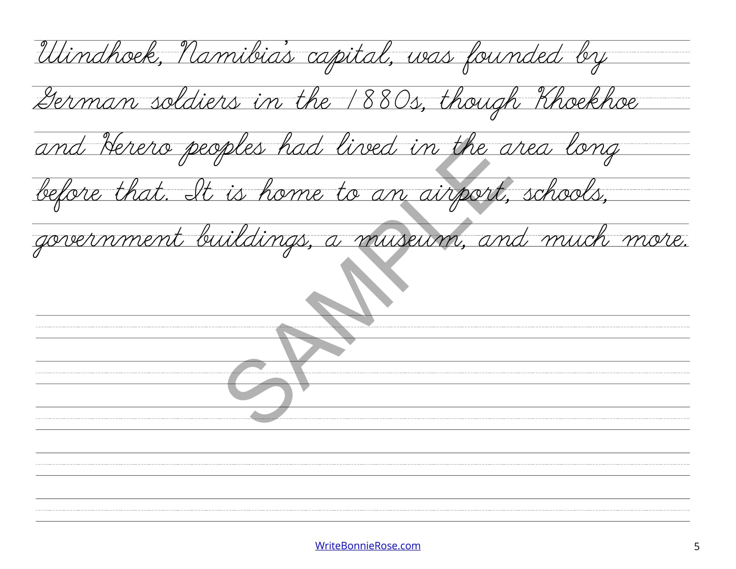 My Book About Namibia with Cursive Copywork | Made By Teachers